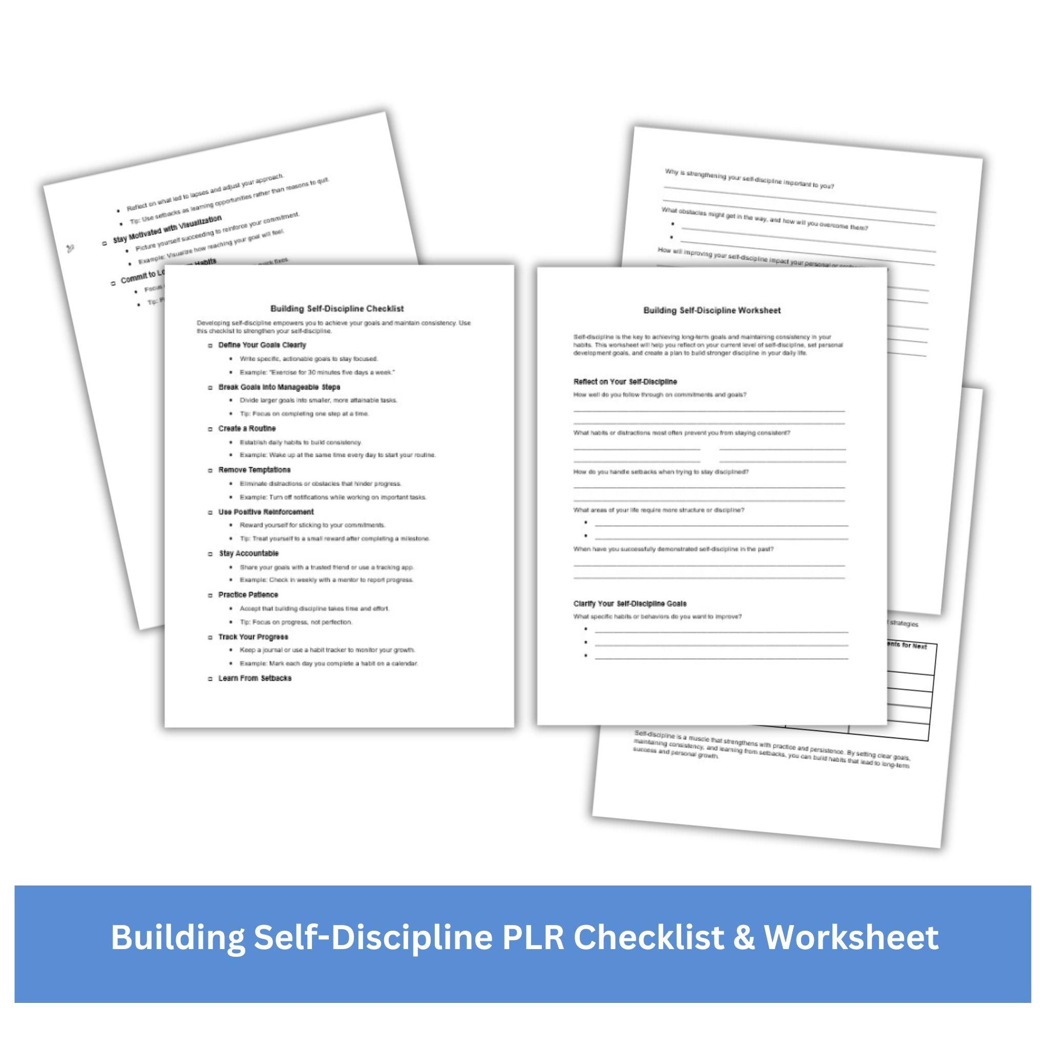 Building Self-Discipline PLR Checklist & Worksheet