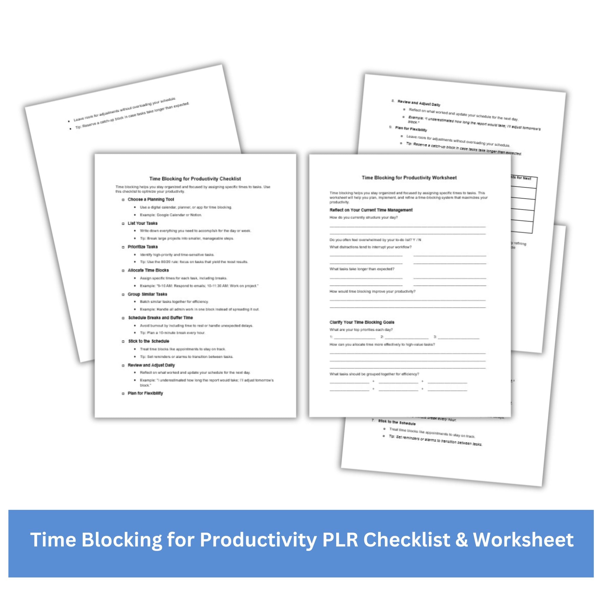 Printable Worksheets and Checklists PLR Sale